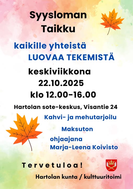 Syysloma Taikku: Luovan tekemisen keskiviikko - Aitojen elämysten ...
